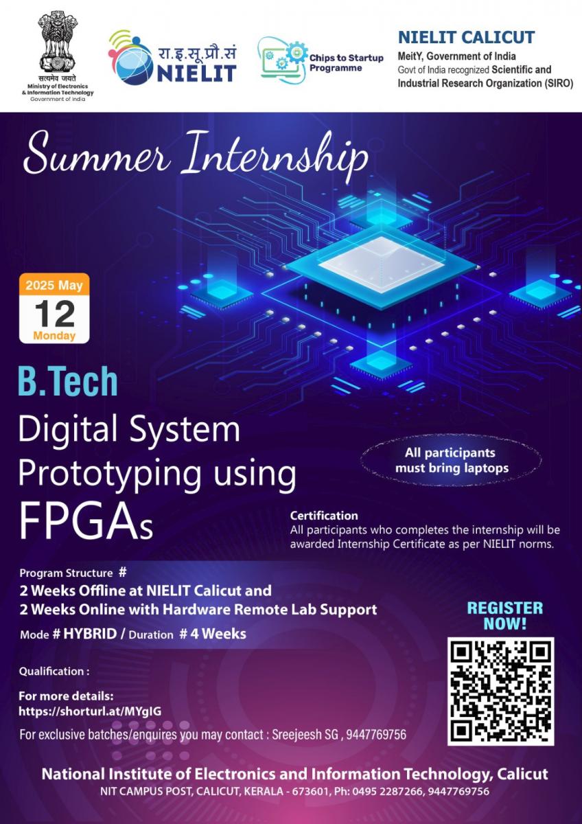 Internship in VLSI (Digital System Prototyping using FPGAs) | Government of India : National ...